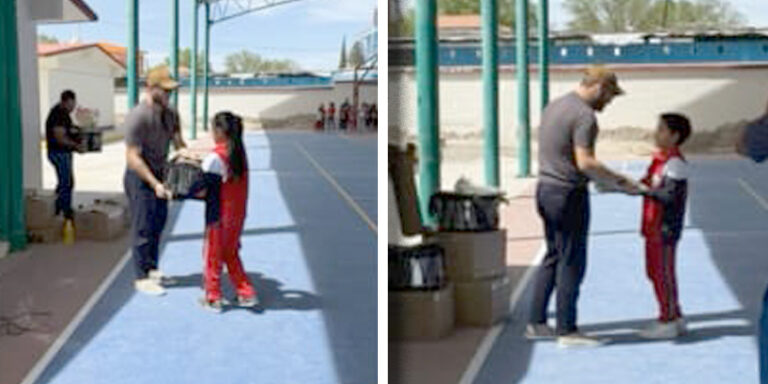 Empresario Manuel Azcona dona equipo para banda de guerra en primaria de Cedral